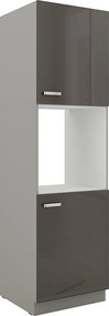 GREY gr | vysoká skříňka 60 DP-210 2F na vestavnou troubu | 60 cm | světle šedá/tmavě šedá lesk