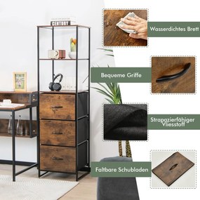 Costway Stojací police Knihovna Úložná skříňka se zásuvkami – 43 × 39 × 156 cm