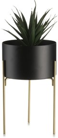 KOVOVÝ KVĚTINÁČ SE STOJÁNEM LOFT 20X13 CM ČERNÁ/ZLATÁ