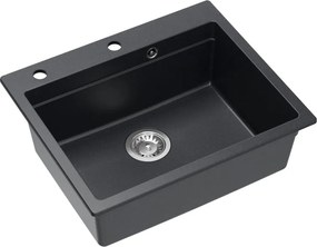 Černý kuchyňský granitový dřez QUADRON Kurt 110 s příslušenstvím bez baterie