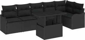 Set pohovek 7 ks Černá Poly ratan 3348479