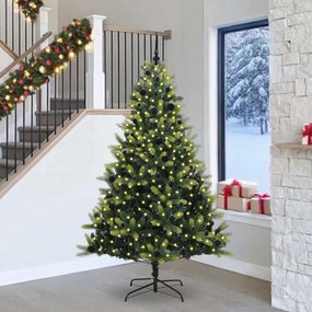 Umělý skládací vánoční stromeček 300 LED Zelená 240 cm PVC a PE 3396010