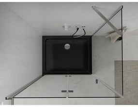 Mexen Lima, sprchový kout se skládacími dveřmi 100 (dveře) x 80 (stěna) cm, 6mm čiré sklo, chromový profil + slim sprchová vanička černá + chromový sifon, 856-100-080-01-00-4070