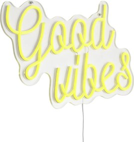 Neonové nástěnné světlo žluté vč. LED - Good Vibes