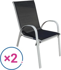 Zahradní židle Romero - 2 ks, černá / šedá