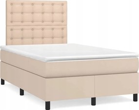 Box Spring Postel S Matrací Umělá Kůže Cappuccino tlačítka 120 x 190 cm