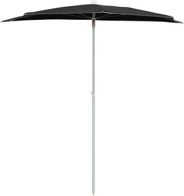 Zahradní půlkruhový slunečník s tyčí 180 x 90 cm černý 315565