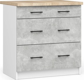 Kuchyňská skříňka Olivia S80 3SZ bílá/beton