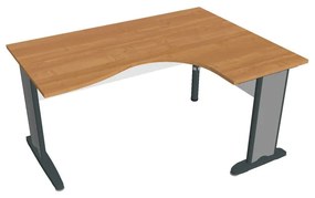 Stůl ergo vlna levý 160×120/80 cm - Hobis Cross CE 2005 L Dekor stolové desky: olše, Dekor lamino podnože: bílá, Barva nohou: černá