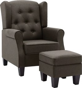 Křeslo s podnožkou taupe textil 320159