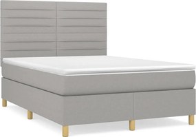Box spring postel s matrací světle šedá 140 x 200 cm textil 3142417