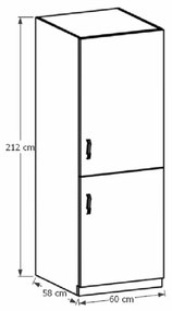 Dolní kuchyňská skříňka na vestavnou ledničku D60ZL Provense (bílá + sosna andersen) (P). 1015169