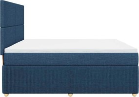 Box spring postel s matrací modrá 200x200 cm textil 3292162
