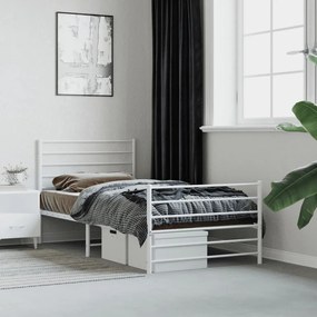 vidaXL Kovový rám postele s hlavovým a nožním čelem 90 x 190 cm [352378] Barva: Bílá