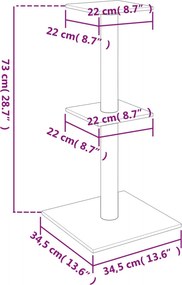 Škrabadlo pro kočky se sisalovými sloupky světle šedé 73 cm 172035