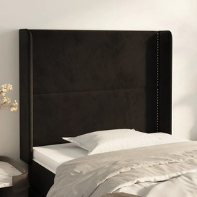 Čelo postele typu ušák černé 93x16x118/128 cm samet 3119478