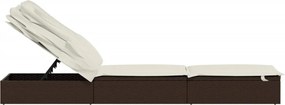 Lehátko se skládací střechou hnědé 213 x 63 x 97 cm polyratan 319637