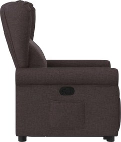Zvedací polohovací křeslo tmavě hnědé textil 3303379