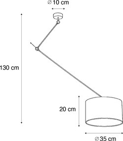 Závěsné svítidlo černé se sametovým stínidlem taupe 35cm - Blitz