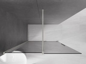 Mexen Velar, sprchová zástěna s posuvnými dveřmi Walk-in 160 x 200 cm, 8mm šedé sklo, broušená ocel, 871-160-000-43-97
