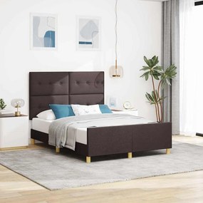 Rám postele s čelo Tmavě hnědá 140 x 190 cm textil 3344728