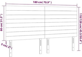 Čelo postele s LED tmavě šedé 180x5x118/128 cm samet 3122625
