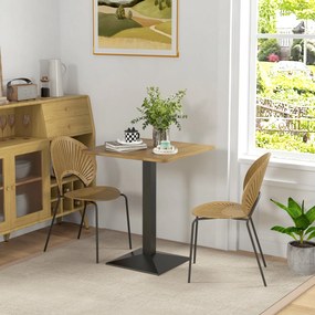 HOMCOM jídelní stůl 70 × 70 cm pro 2 osoby — deska s dekorem dřeva, černý ocelový podstavec, tmavě hnědý