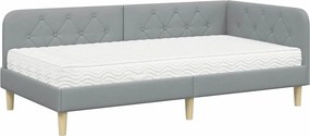 Rohový rám postele Světle šedá 90 x 190 cm textil 3394109