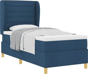 Postel s boxspringem s matrací s čelo Modrá 200 x 90 cm textil 3340675