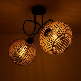 Stropní lampa LOFT WRAPPED 2XE27 DŘEVĚNÁ