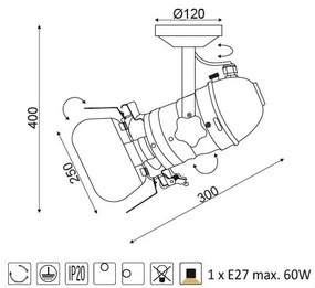 ACA DECOR Stropní svítidlo ALMODOVAR max. 60W/E27/230V/IP20