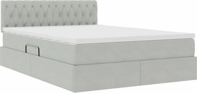 Postel s úložným prostorem Světle šedá 140 x 190 cm samet 3370815