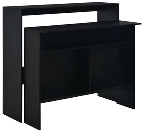 vidaXL Marketos Barový stůl se 2 stolními deskami černý 130 x 40 x 120 cm