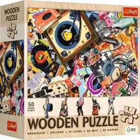 TREFL Dřevěné puzzle Ve světě hudby / 501 dílků / 37,5 x 25,4 cm