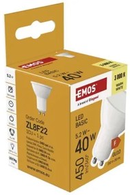 Emos lighting LED žárovka Basic MR16 / GU10 / 5,2 W (40 W) / 450 lm / teplá bílá 1525730235