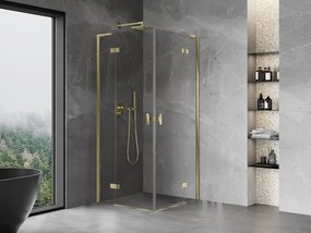 Mexen Mist-H L Duo, 2-křídlý ​​sprchový kout 105 x 105 cm, čiré sklo, zlatý lesklý profil, 8A5L-105L-105P-50-00