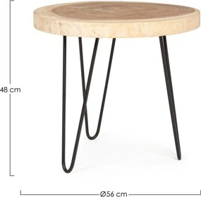 Kulatý odkládací stolek z masivu munggur ø 56 cm Tuala – Bizzotto