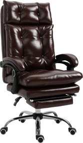 Ergonomická kancelářská židle Vinsetto z umělé kůže, otočná židle s nastavitelnou výškou, sklonem 135° a sklápěcím podnožním základem pro studium a pr