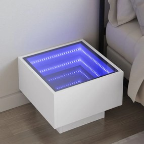 Noční stolek s Infinity LED bílý 40 x 40 x 30 cm
