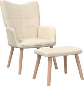 vidaXL Relaxační křeslo se stoličkou textil [327938] Barva: krémová