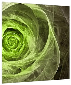 Abstraktní obraz zelené růže (40x40 cm)