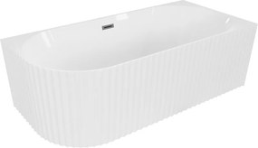 Mexen Gia, volně stojící rohová vana, drážkovaná, pravá, 170 x 80 cm, bílá lesklá, broušený grafit, 52701708000P-66