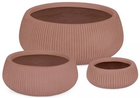BIZZOTTO Set 3 nízkých květináčů RIBBED terakota 0790661