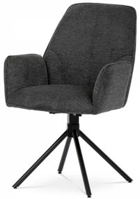 Jídelní židle tmavě šedá s područkami, otočný mechanismus 180°, černý kov HC-522 GREY2