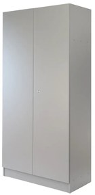 Dřevěná šatní skříň Visio LUX, 90 x 45 x 185 cm, cylindrický zámek, šedá