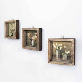 Sada obrazů Květiny ve váze 15x15 cm 3 ks