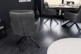 Designová otočná židle Maddison šedá kůže