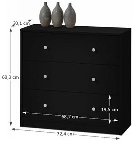 Komoda Arte 3S černá. 788774