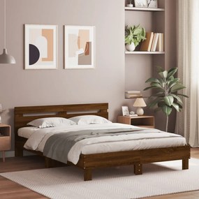 Rám postele s čelem a LED osvětlením hnědý dub 150 x 200 cm 3207545