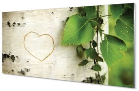 Obraz na skle Heart březové listí 100x50 cm